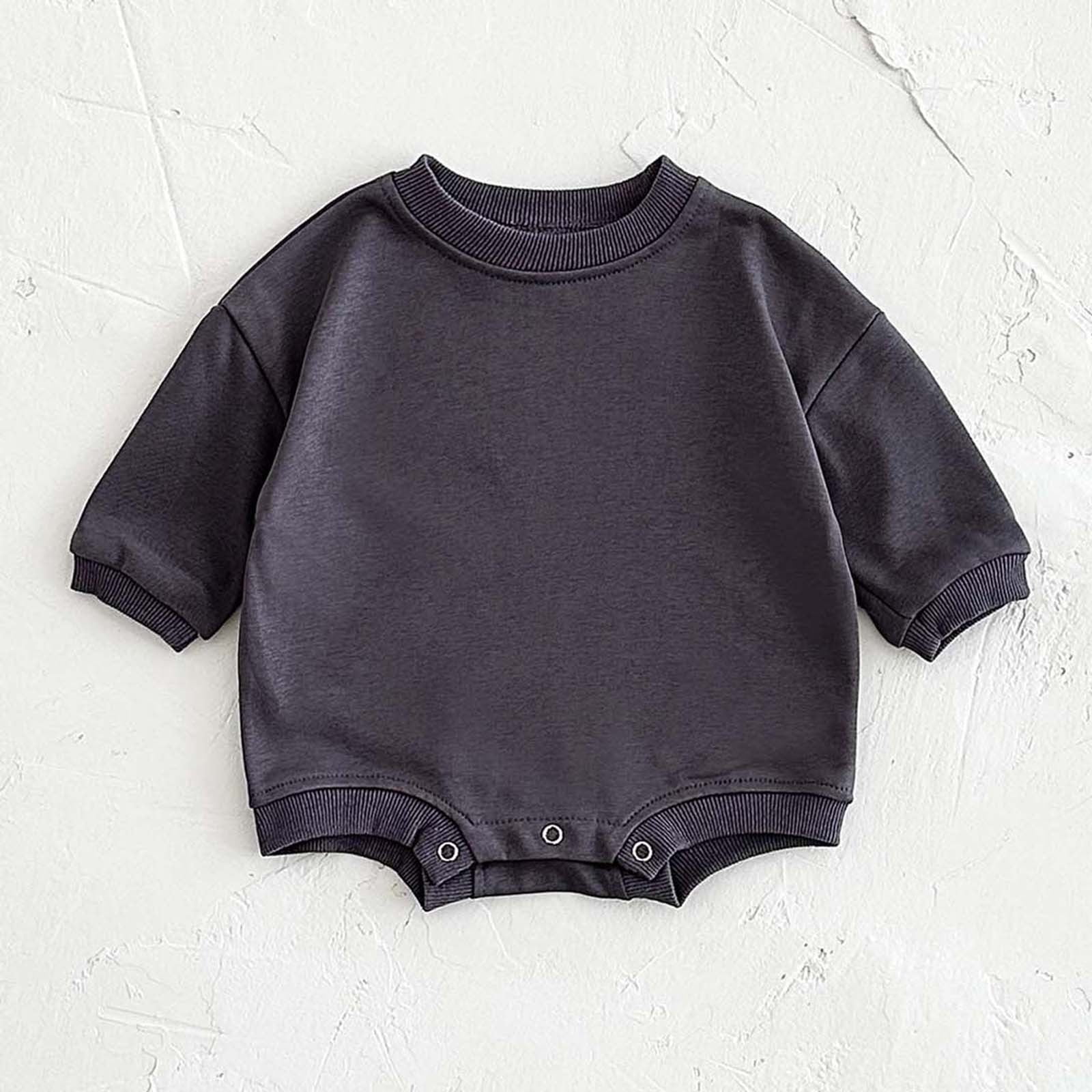 AUNVITO Soft & Breathable Newborn Long Sleeve Romper 0-3M Solid Color ...