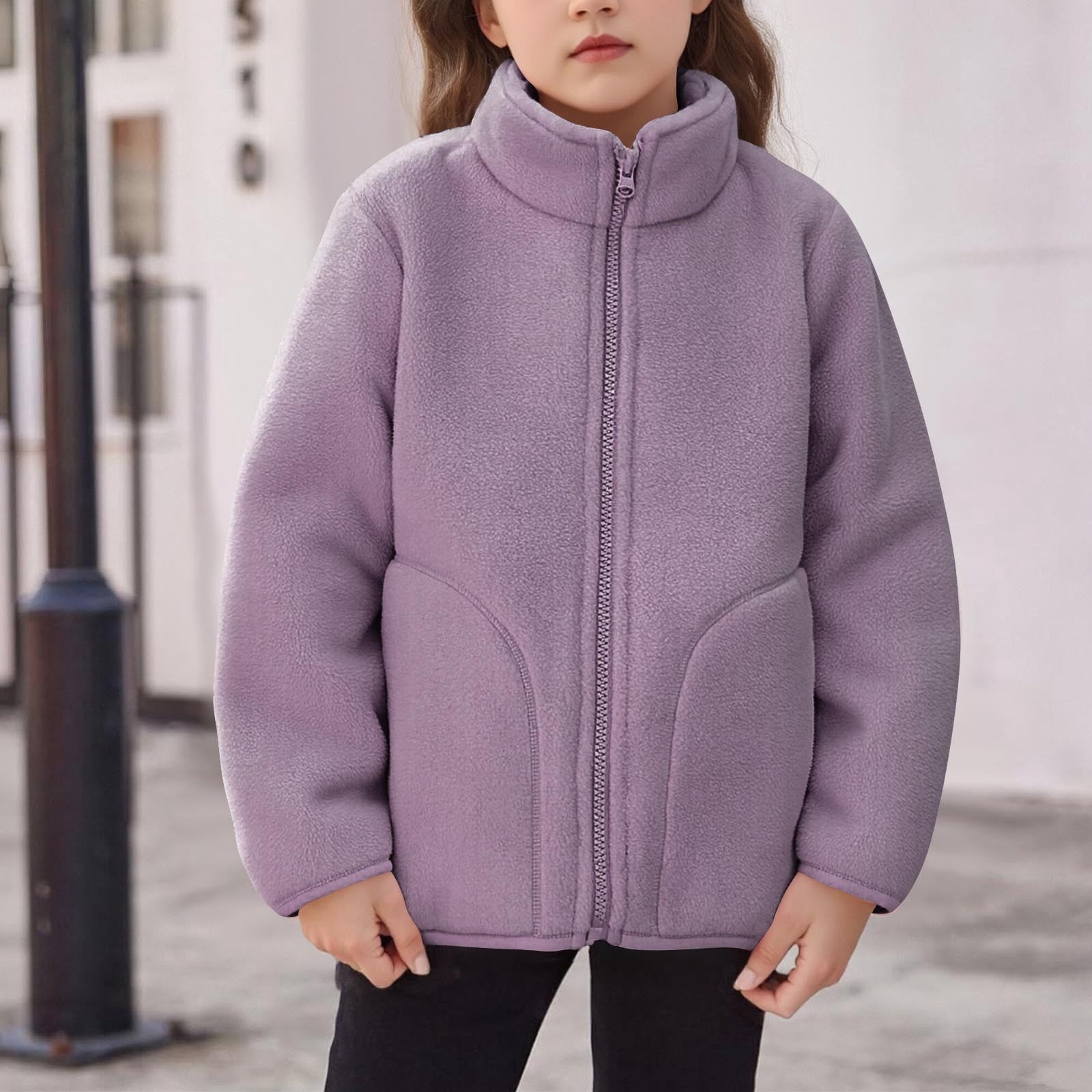 AUNVITO Thermal Fleece Jacket for Boys & Girls 1-15Y, Stand Collar Full ...