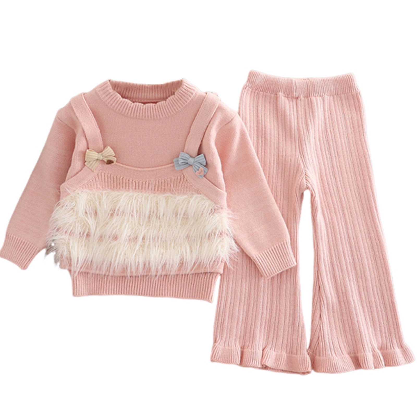 AUNVITO Toddler Girls Knit Sweater Set Two-Piece Cardigan and Pants ...