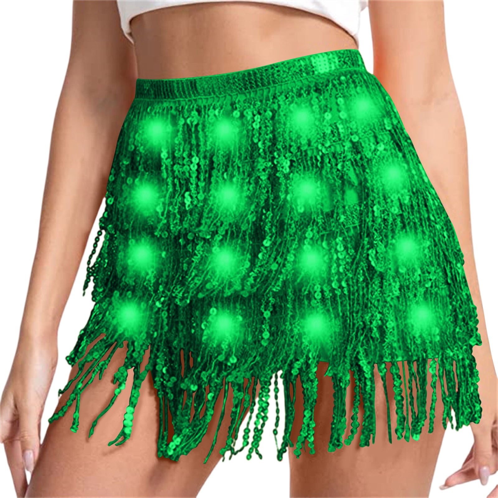 AUNVITO Women's Belly Dance Waist Chain With Four Layers Luminous ...