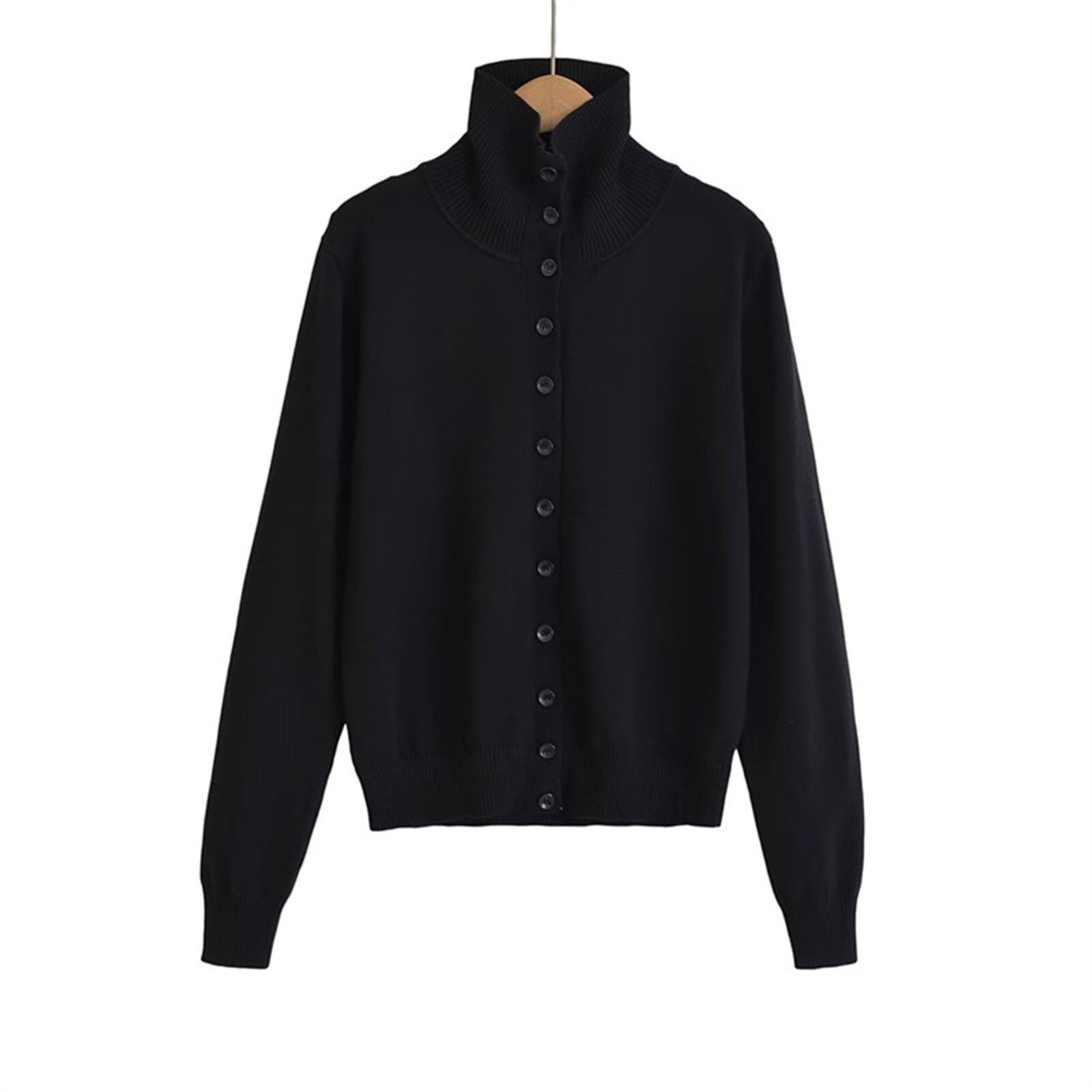 AUNVITO Women's Casual Cardigan Turn-Down Neck Long Sleeve Knit Coat ...