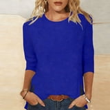 AUNVITO Women's Casual Pullover Top with Round Neck and Three-Quarter ...
