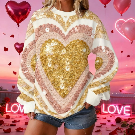 AUNVITO Women's Casual Round Neck Long Sleeve Sweatshirt Top for ...