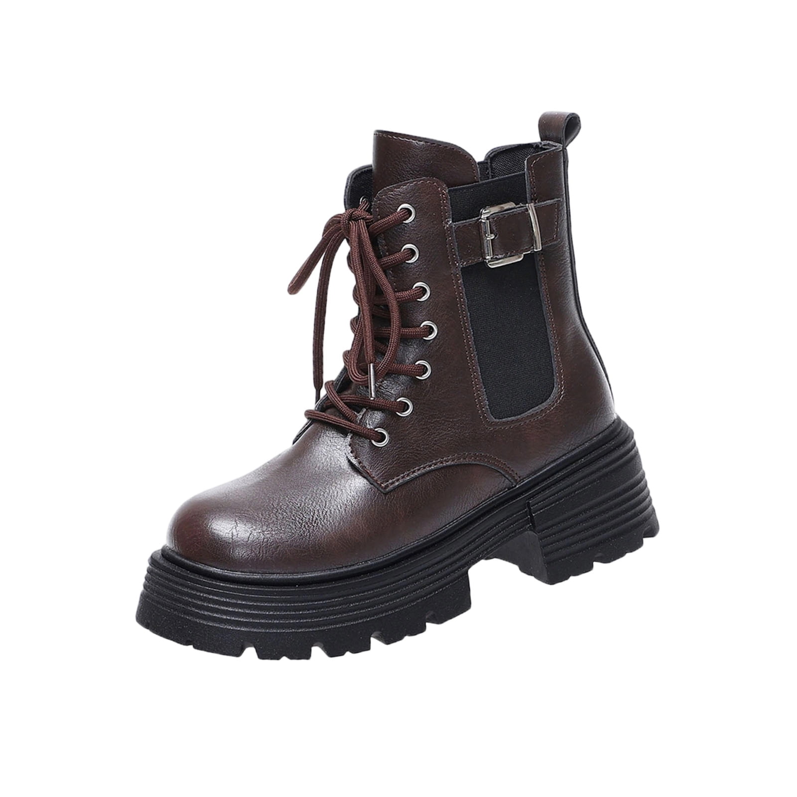 AUNVITO Women's Casual Thick-Soled Leather Boots Multi-Color ...