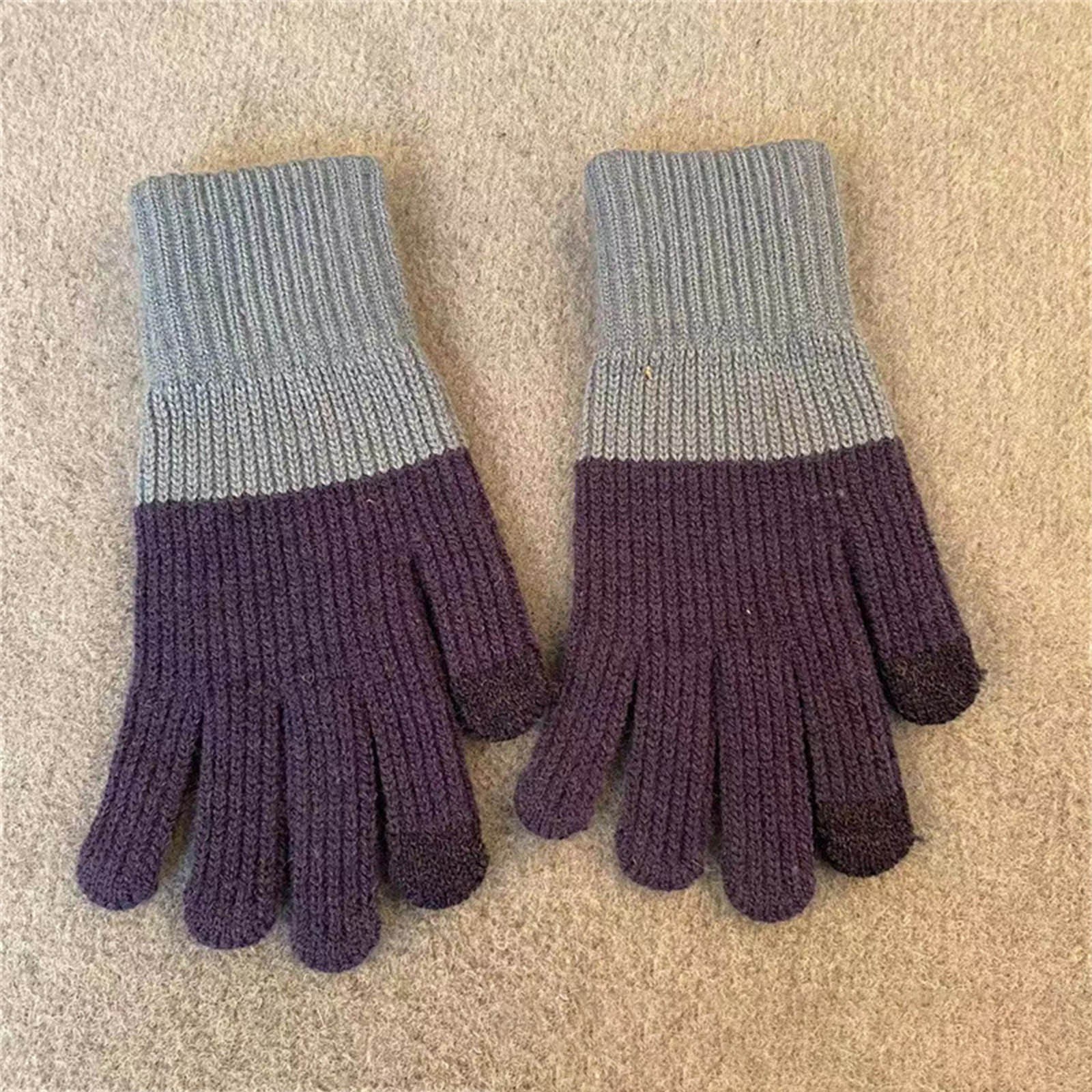 AUNVITO Women's Colorblock Touchscreen Cold-Proof Knitted Gloves with ...