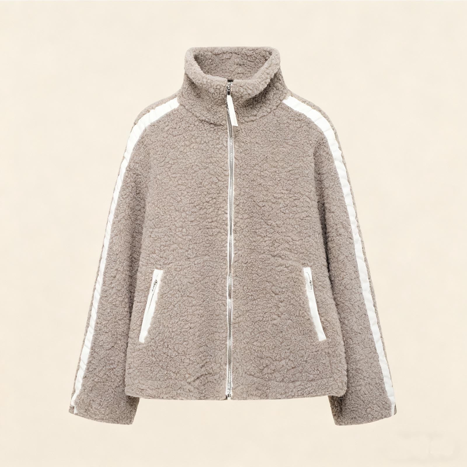 AUNVITO Women's Fleece-Lined Jacket Soft Loose Fit Casual Outerwear ...