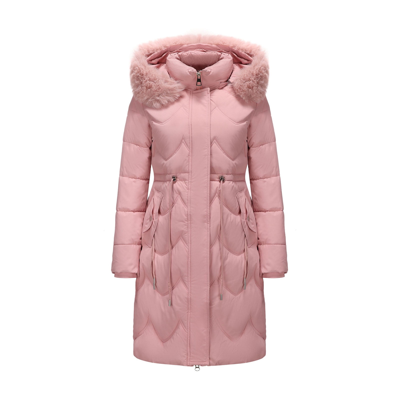 AUNVITO Women's Heavyweight Mid-Length Winter Coat Solid Color Hooded ...