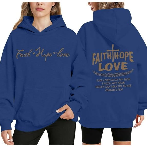 AUNVITO Women's Letter Print Hooded Sweatshirt Long Sleeve with Side ...