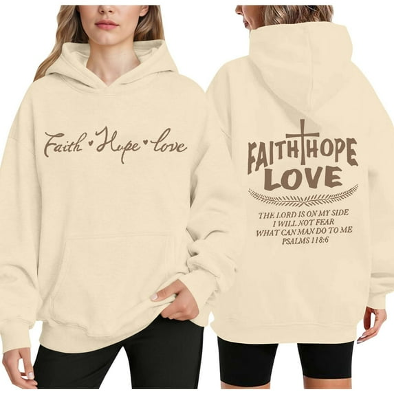 AUNVITO Women's Letter Print Hooded Sweatshirt Long Sleeve with Side ...