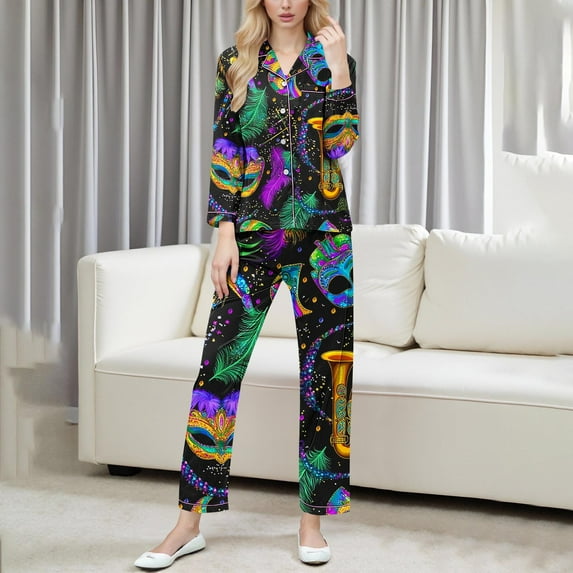 AUNVITO Women's Pajama Set Button Front Cardigan Notched Collar ...