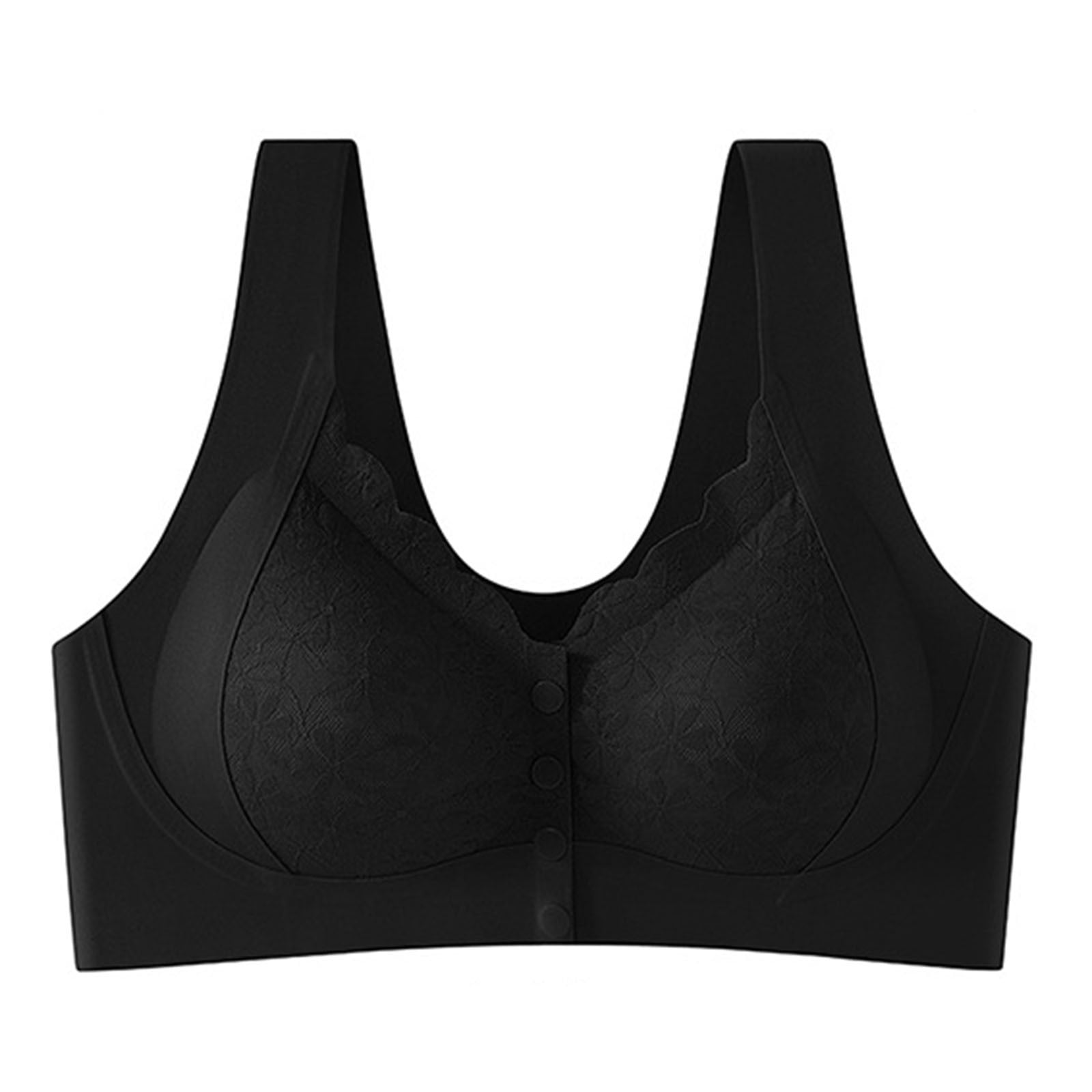 AUNVITO Women's Plus Size Lace Front Closure Wireless Bra - Soft No ...