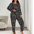 AUNVITO Women's Plus Size Valentine Print Pajama Set Long Sleeve and ...