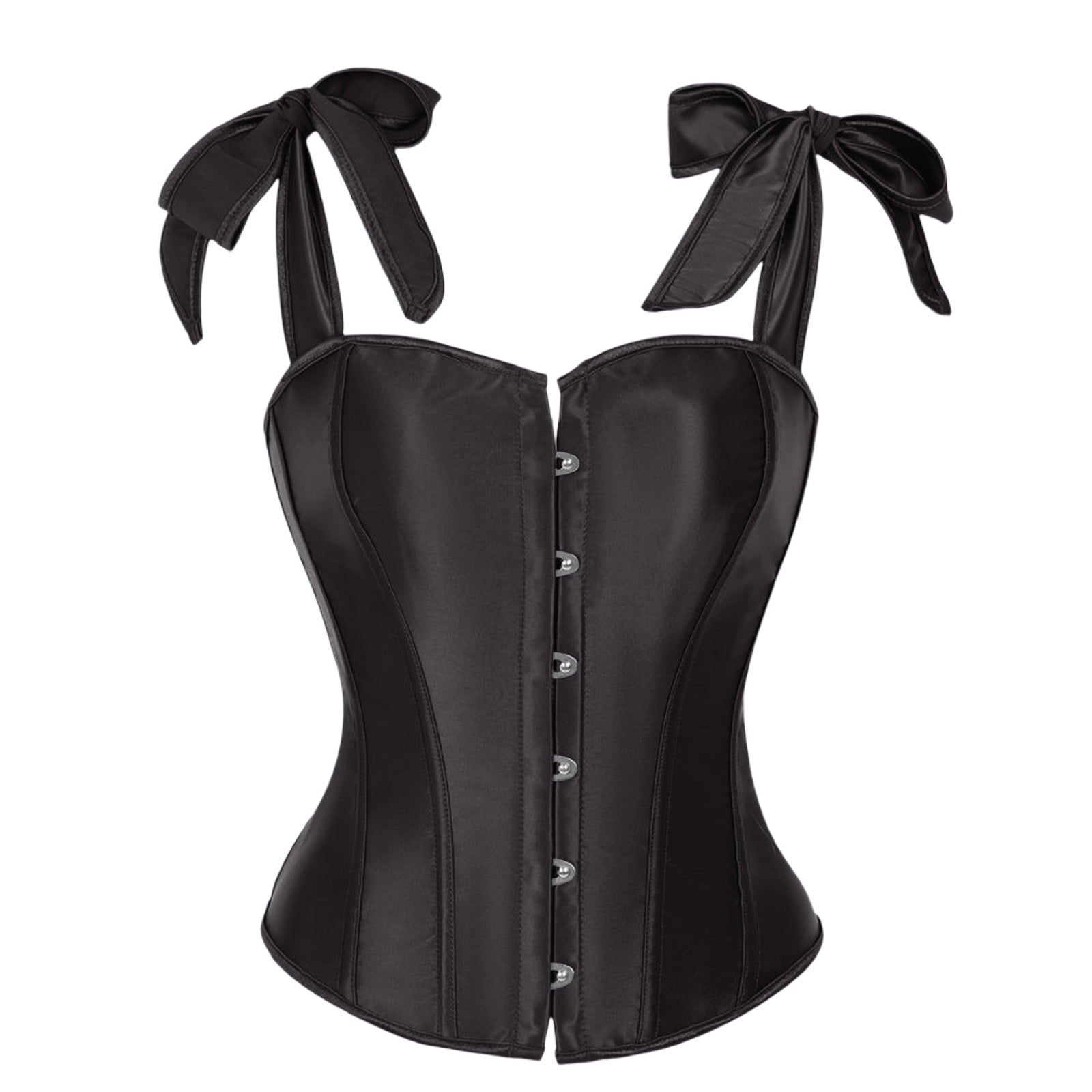 AUNVITO Women's Satin Corset Top Strapless Boned Bustier with Tie ...