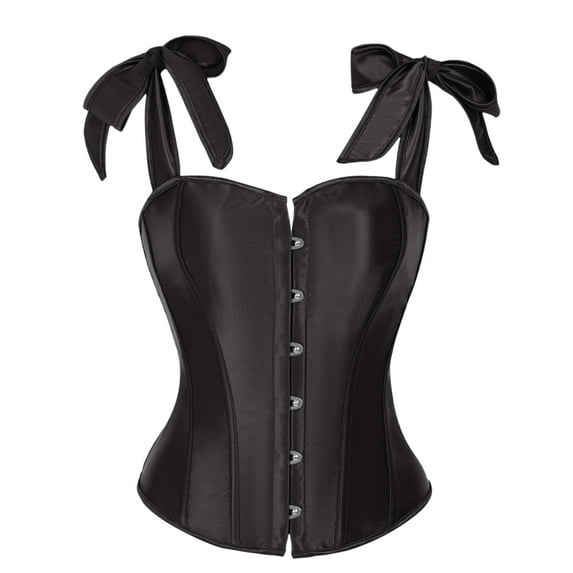 AUNVITO Women's Satin Corset Top Strapless Boned Bustier with Tie ...