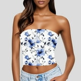 AUNVITO Women's Sleeveless Top Round Neck Camisole with Floral Print ...