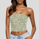 AUNVITO Women's Sleeveless Top Round Neck Camisole with Floral Print ...