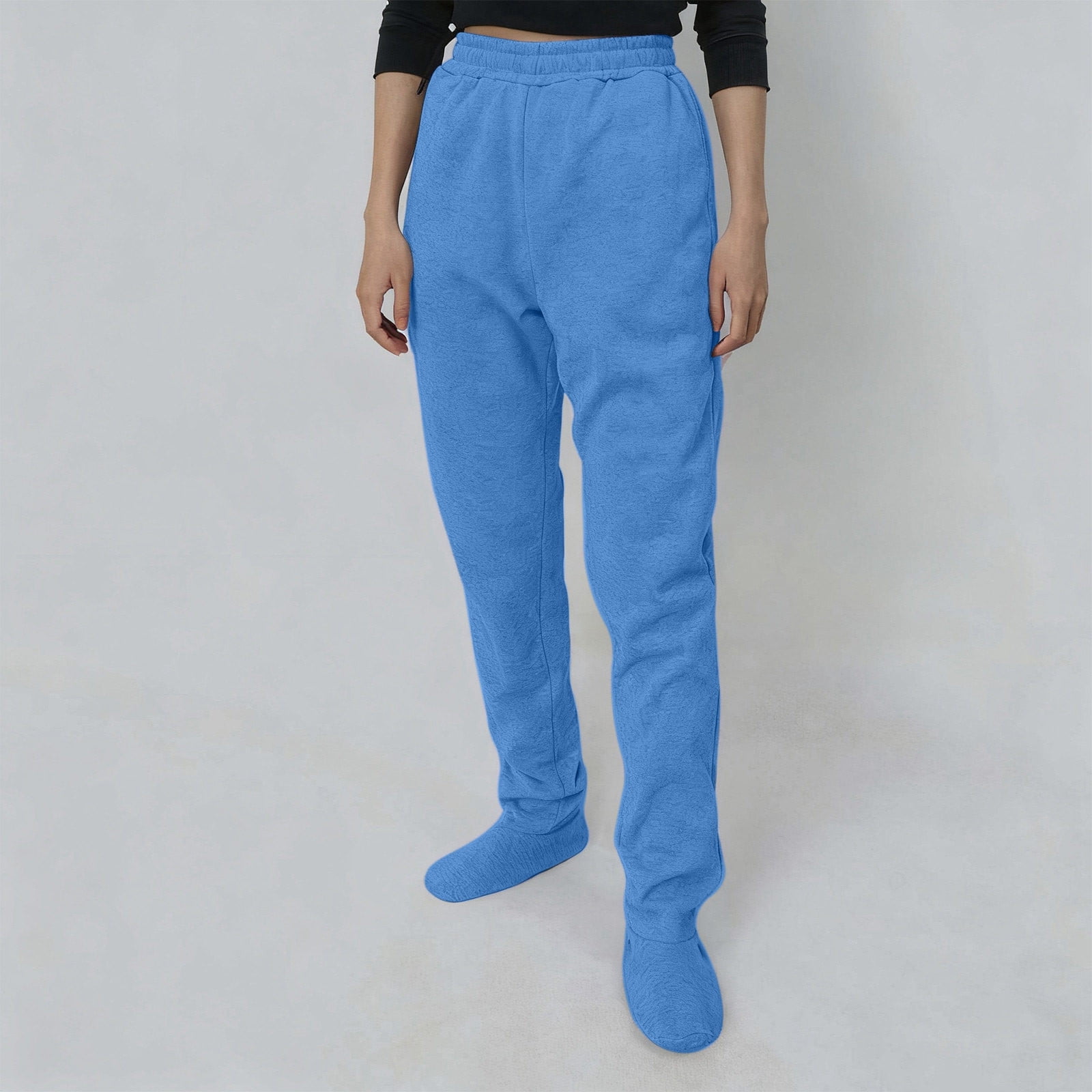 AUNVITO Women's Solid Color Sweatpants Elastic Waist with Pockets ...