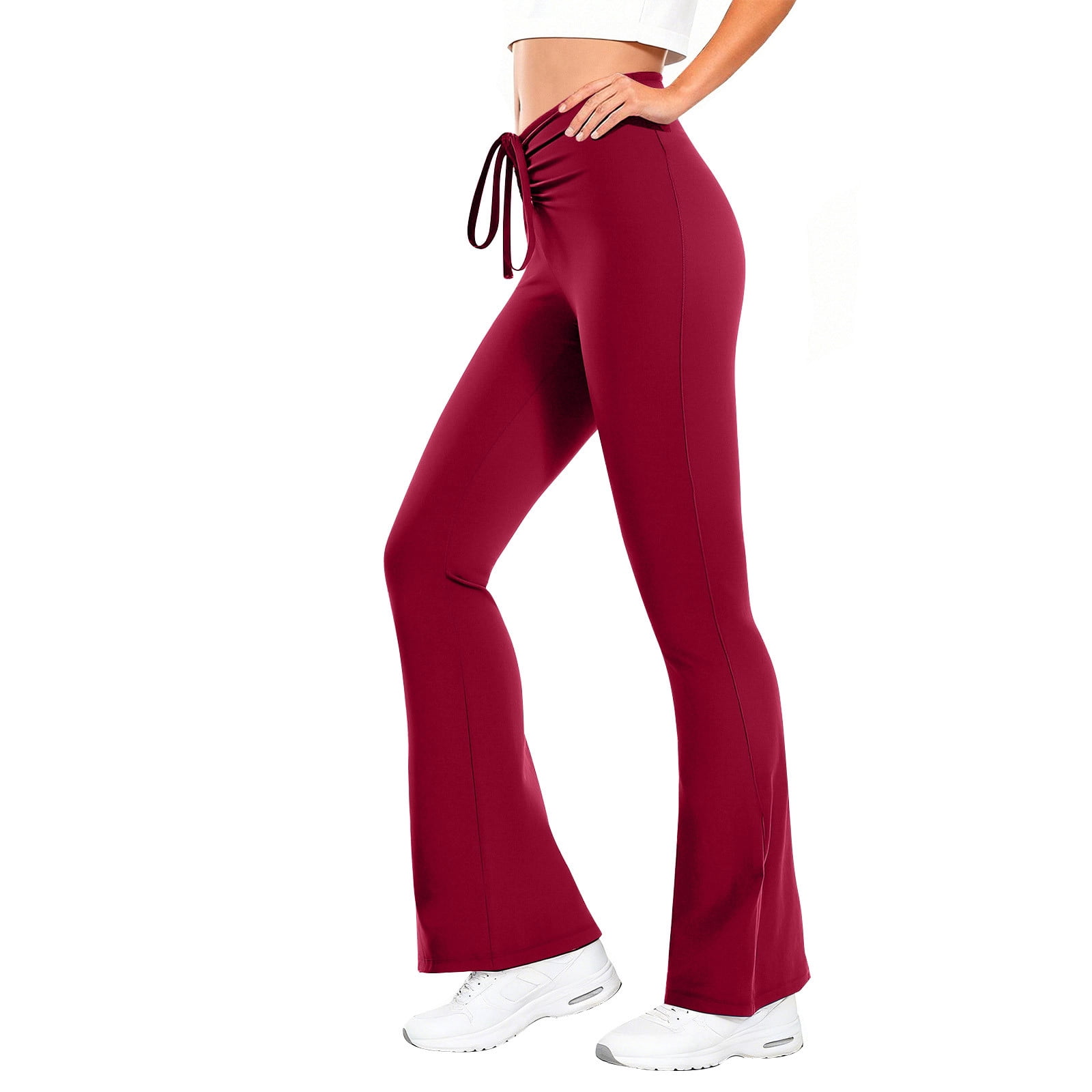AUNVITO Women's Solid Color Yoga Pants High Waist Tummy Control ...