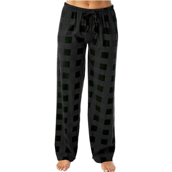 AUNVITO Women's Spring Summer Plaid Print Drawstring Pants Casual and ...
