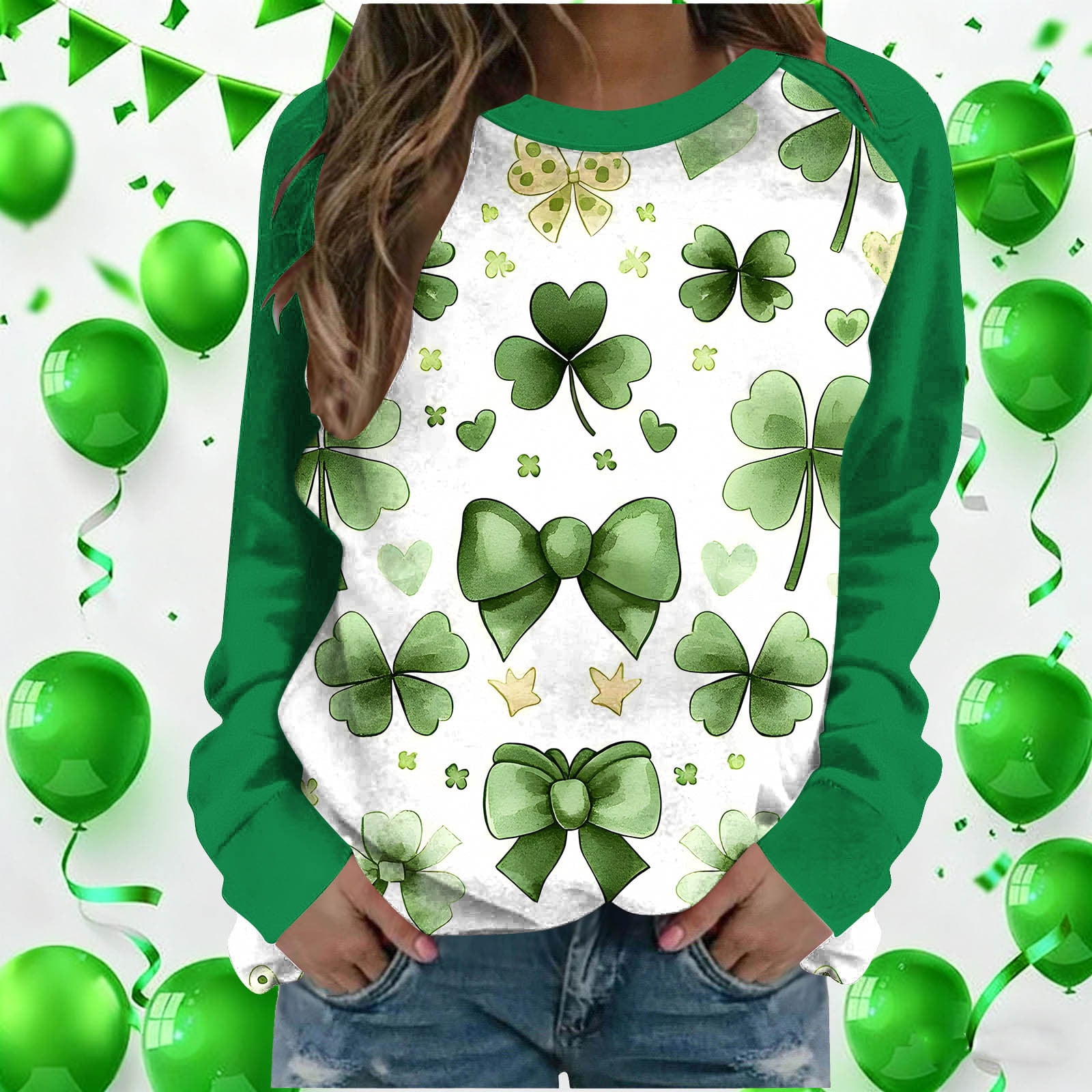 AUNVITO Women's St Patrick's Day Sweatshirt Raglan Long Sleeve Round ...