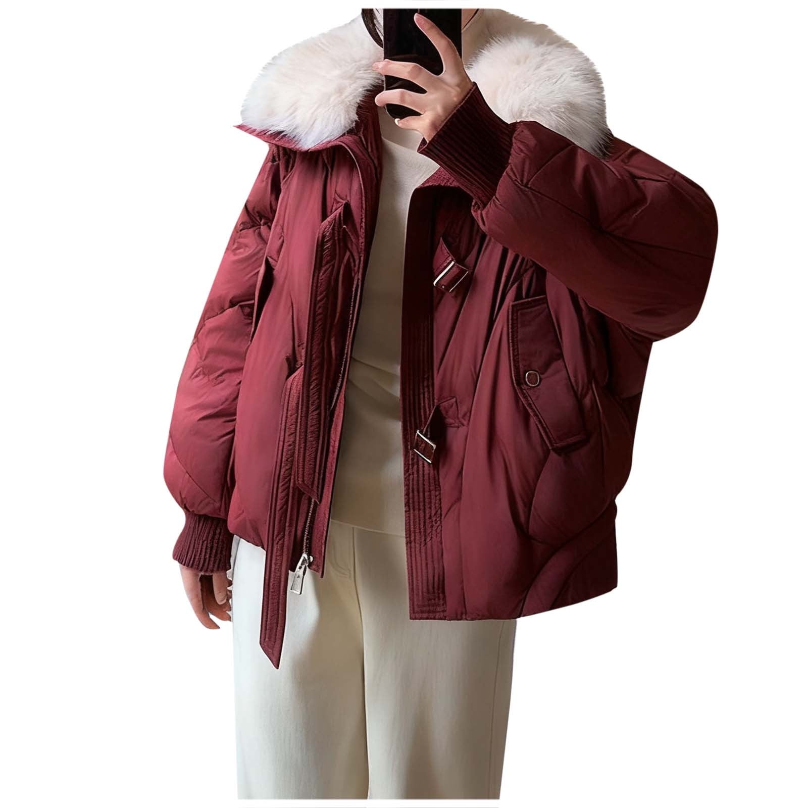 AUNVITO Women’s Thermal Padding Down Jacket With Large Collar - Short ...