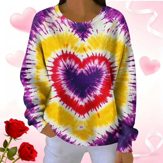 AUNVITO Women's Valentine's Day Sweatshirt Long Sleeve Round Neck with ...