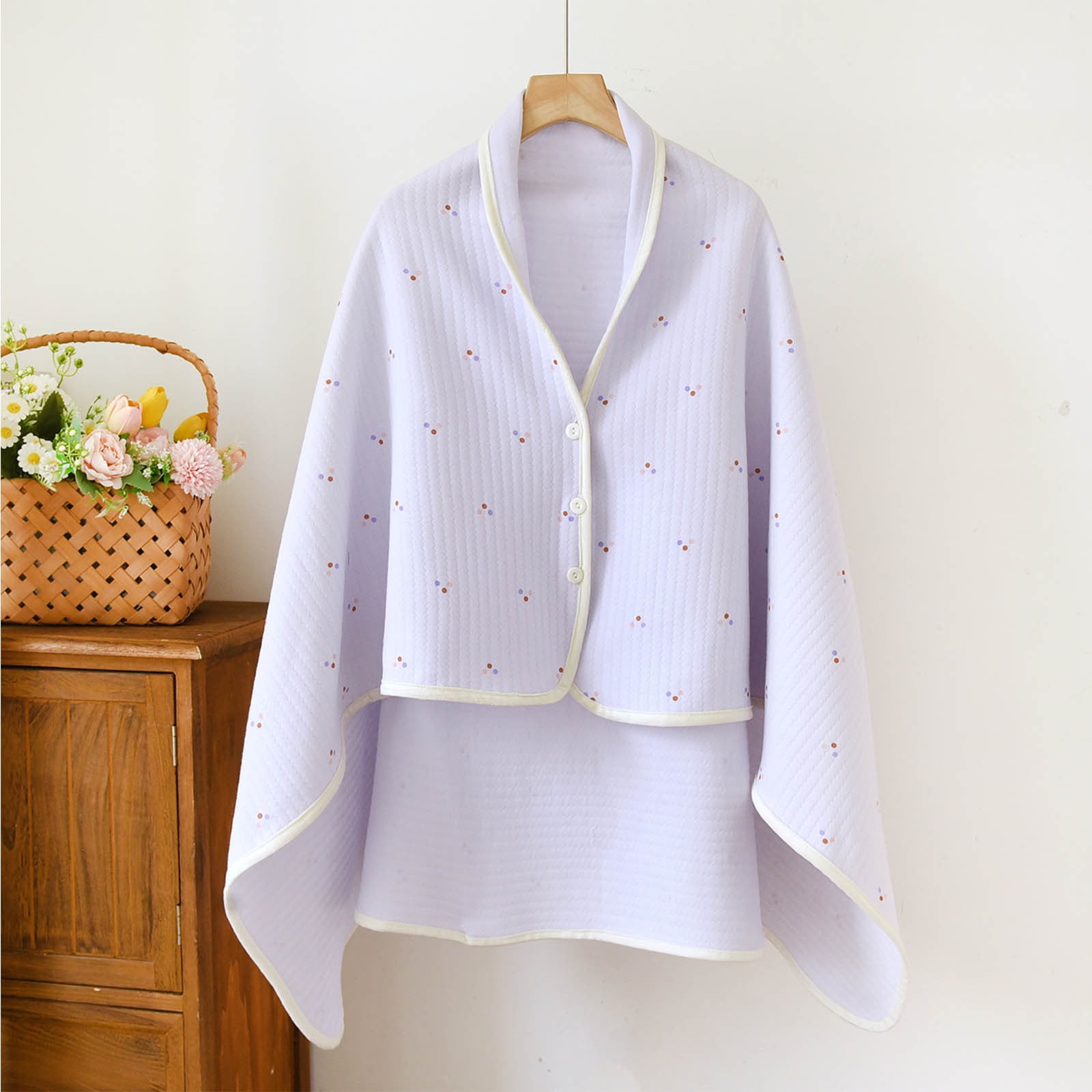 AUNVITO Women's Winter Flannel Thick Shawl Blanket Cloak Wrap-Style ...