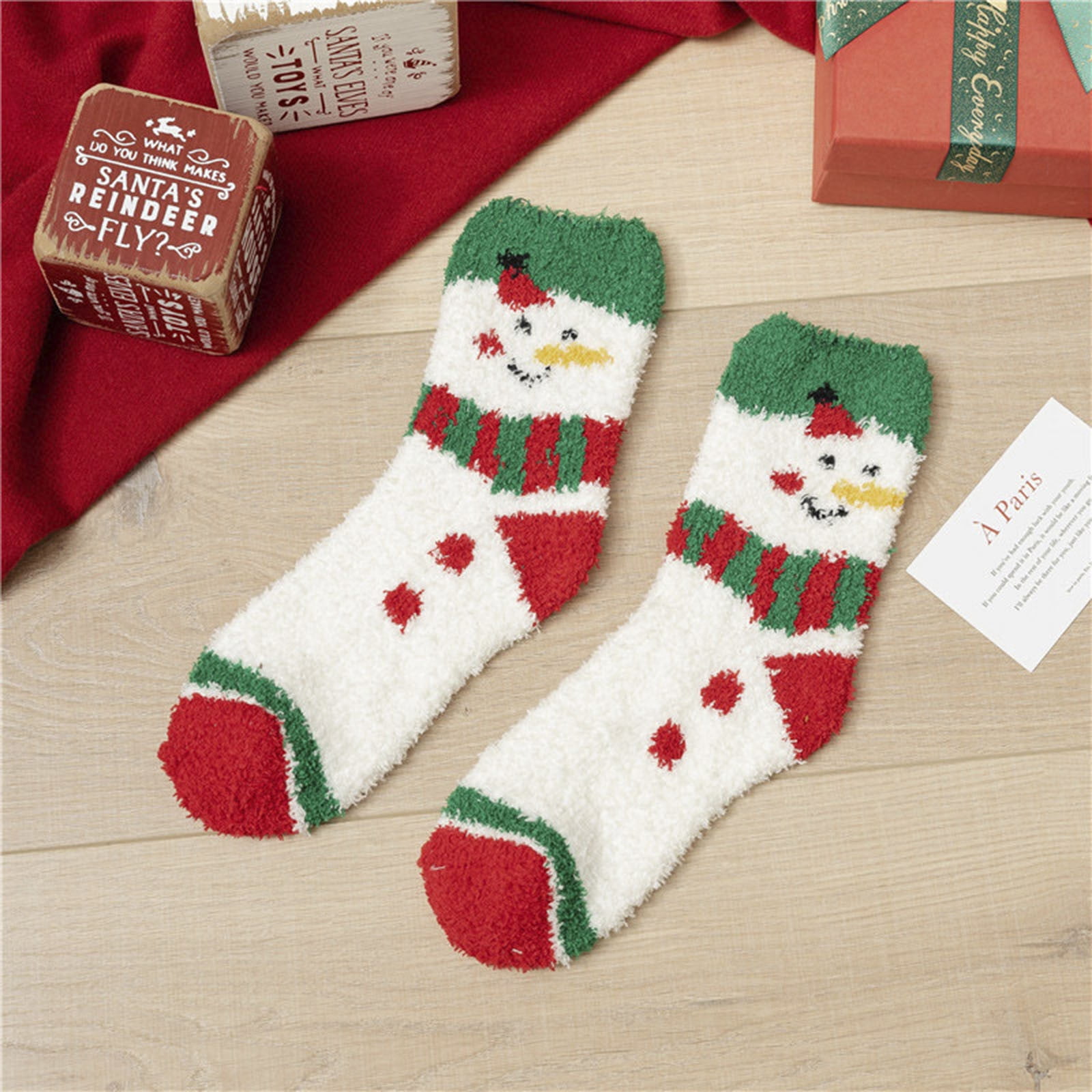 AUNVITO Women's winter Christmas cotton stockings mid-calf cotton ...