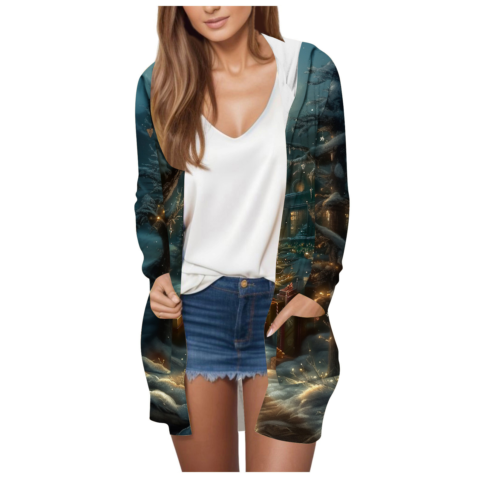 AUNVITO Womens Fall Fashion 2024 Women Printing Long Sleeve Casual Tops ...