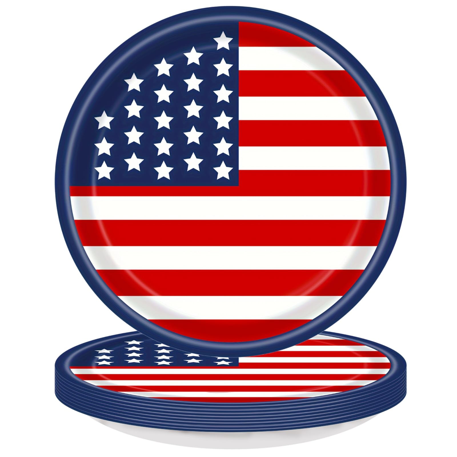 AUOCATTAIL 25 Pcs 4th SSF20 of July Paper Day Round Disposable ...