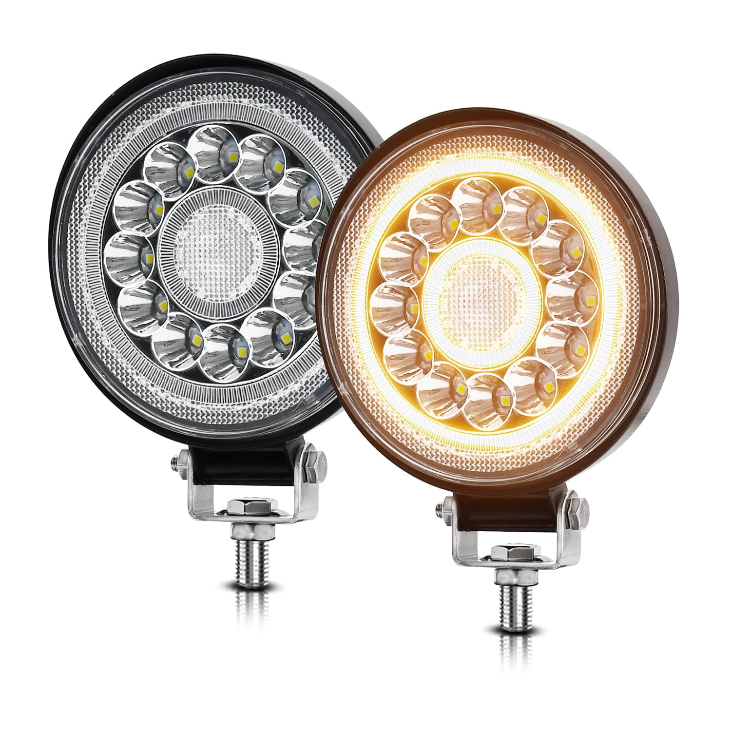 AUOKAY Led Round Light MMF7 Bar 2PCS 4.5 INCH 12V 24V LED Spot Light ...