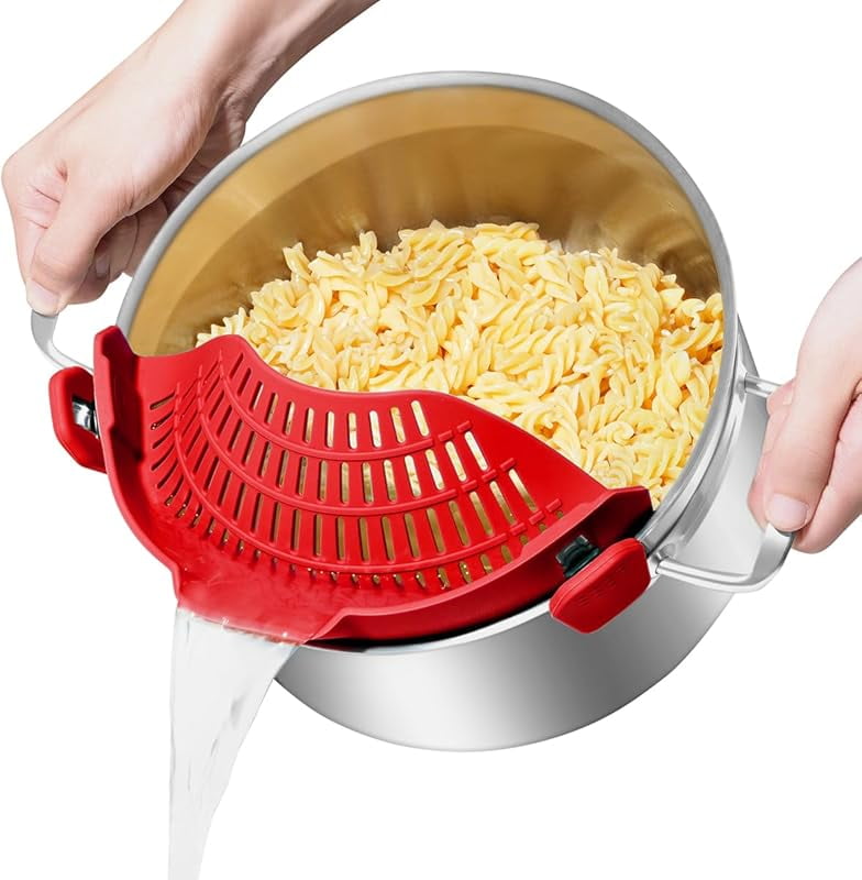 AUOON Clip On Strainer Silicone for All Pots and Pans, Pasta Strainer ...
