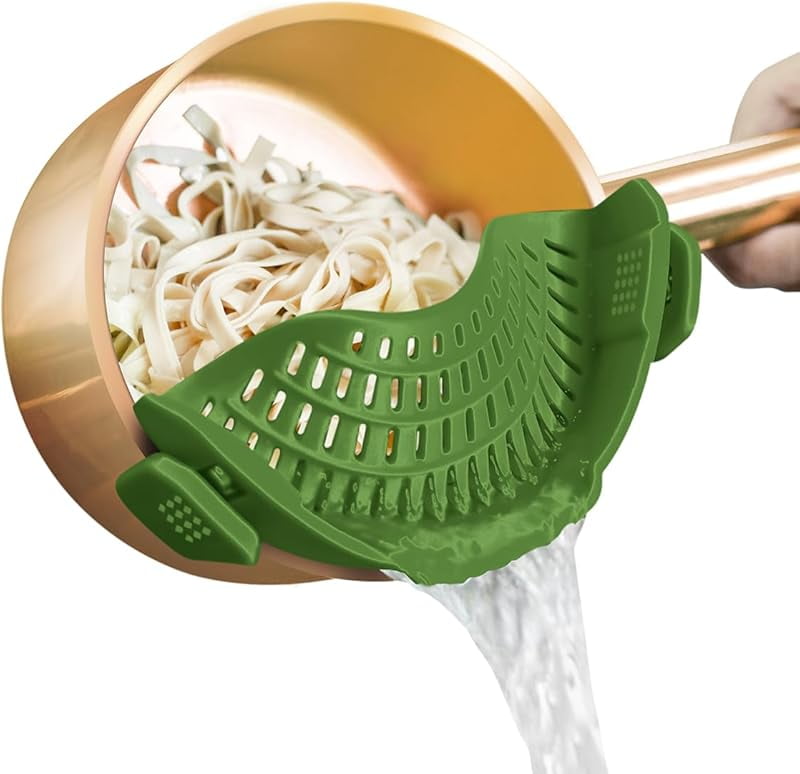 AUOON Clip On Strainer Silicone for All Pots and Pans, Pasta Strainer ...
