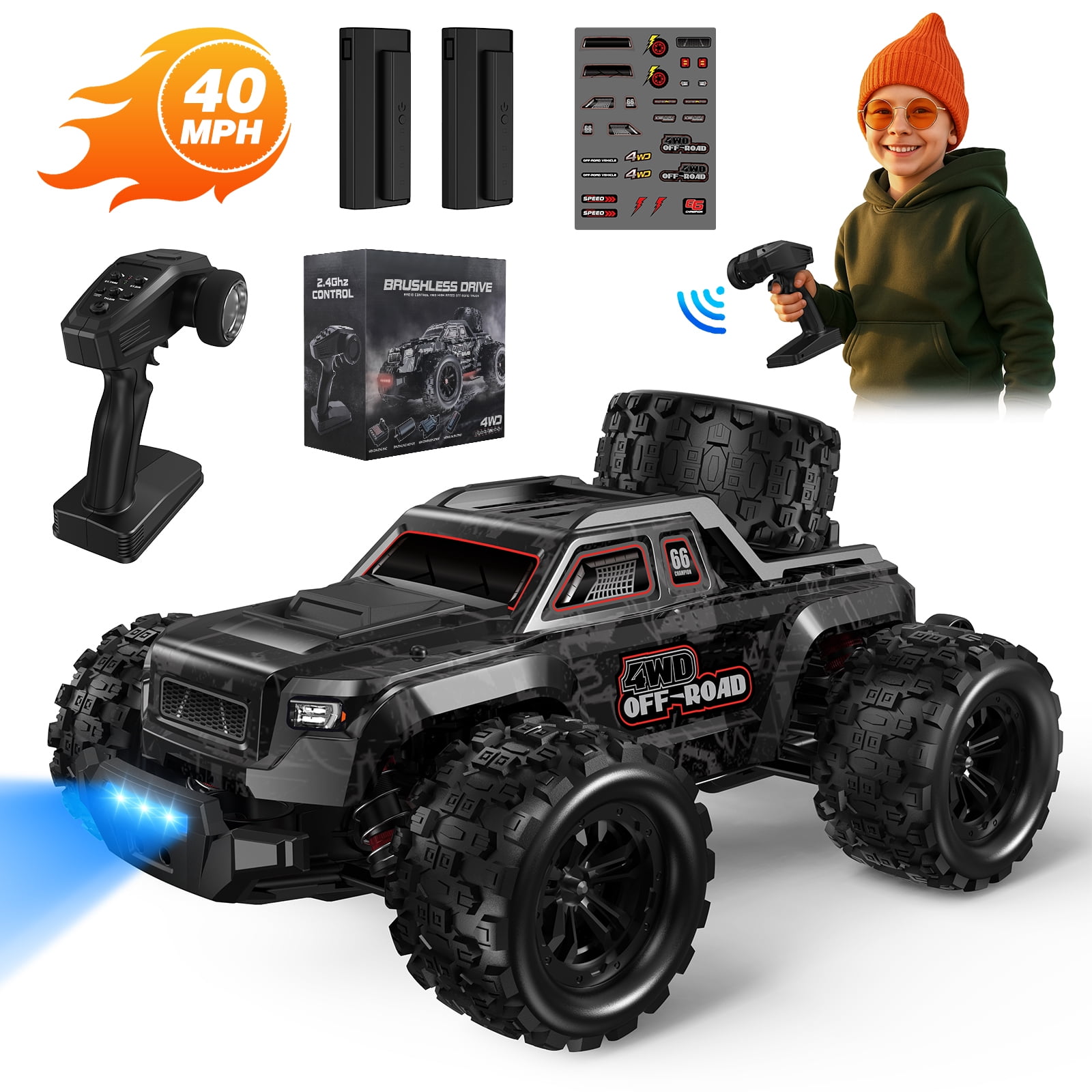 AUOSHI RC Car 1:16 Brushless 4WD Off-Road Truck with Waterproof All ...