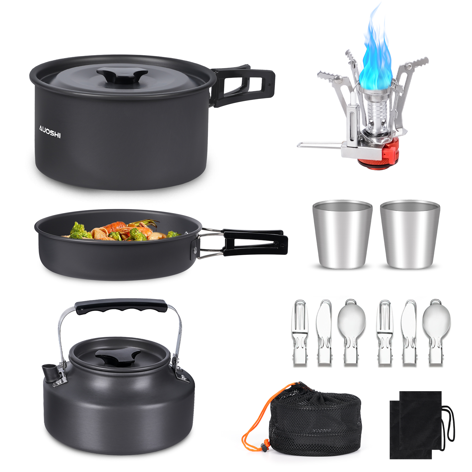 Ozark Trail 22-Piece Mess Kit and Pans Set with Mesh Carrying Bag ...