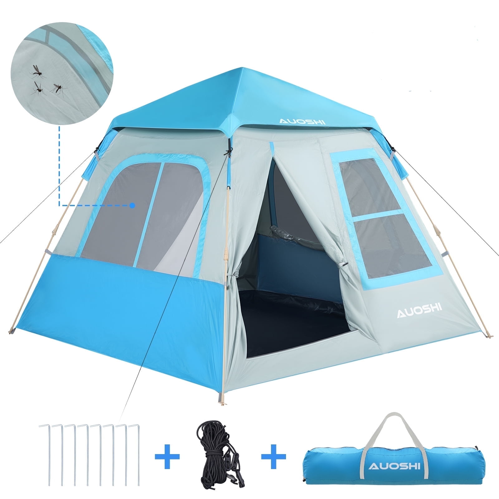 "AUOSHI All Season Tents for Camping, 4-5 Person, 210D Waterproof ...