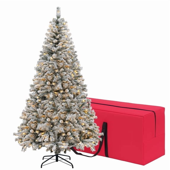 AUOSHI 6.5ft Snow Flocked Christmas Tree, Huge Christmas Tree with ...