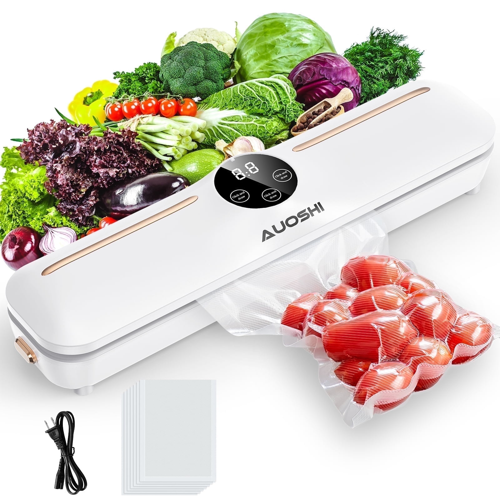 AUOSHI Automatic Vacuum Sealer Machine with Airtight Bags Food Saver ...