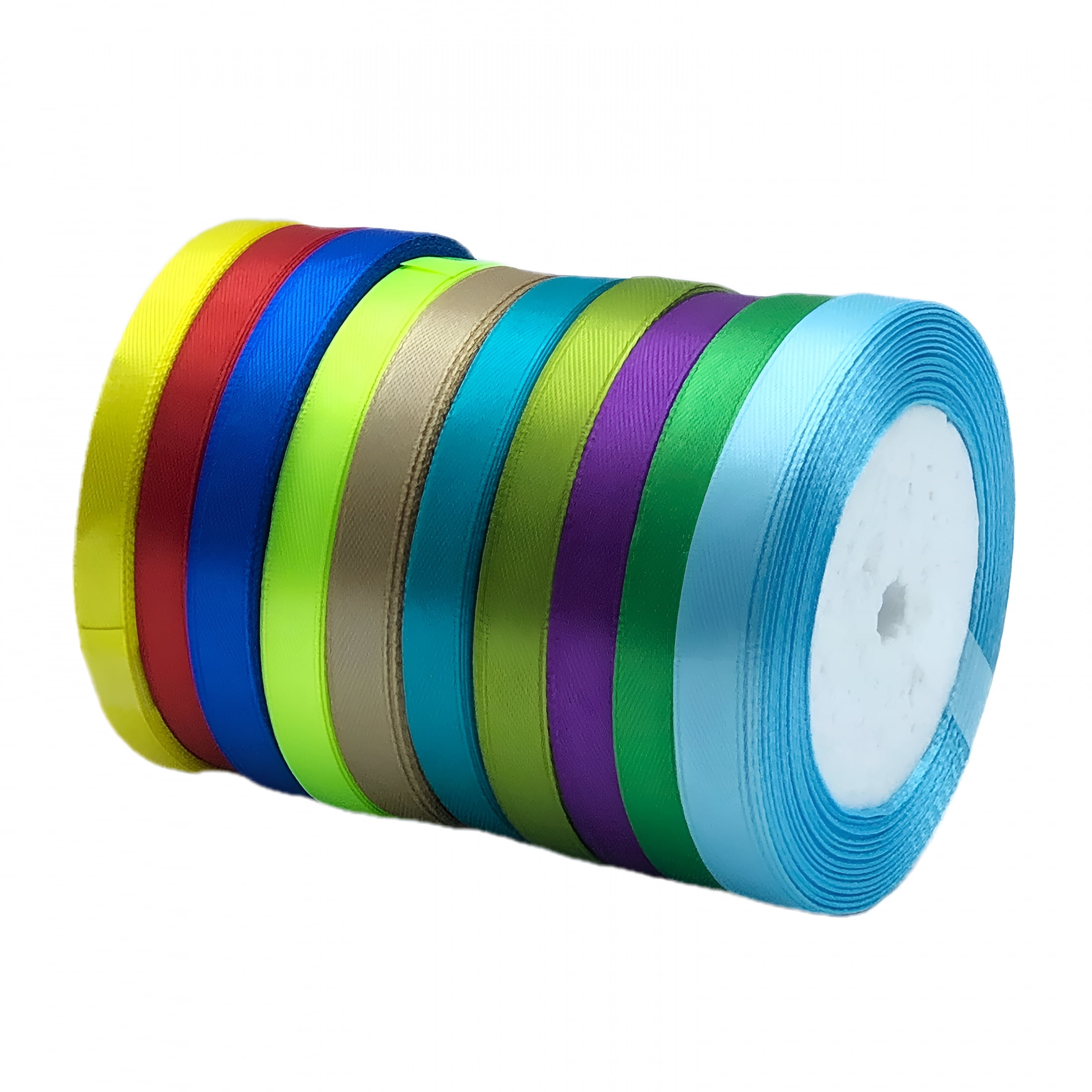 AUQ 10 Colors Satin Ribbon Rolls – Fabric Ribbons for Crafts,Gift ...