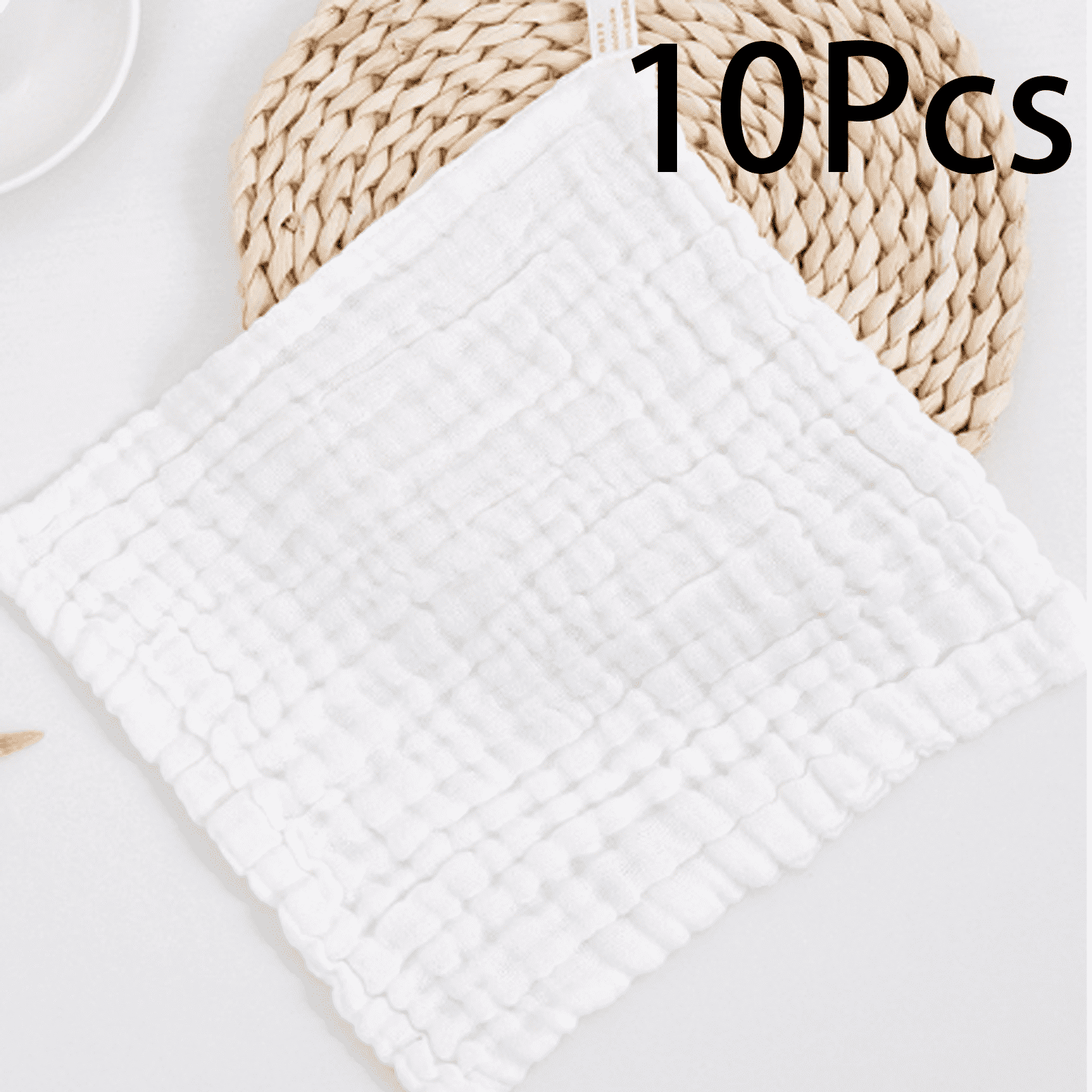 AUQ 10Pcs Muslin Burp Cloths Pure Cotton Baby Washcloths Formaldehyde ...