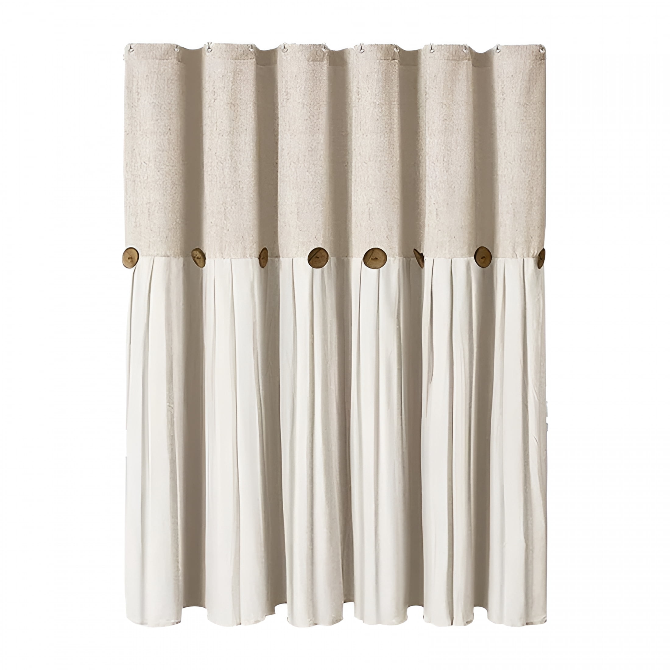 AUQ 1Pc Linen Button Farmhouse Beige Shower Curtain,Cotton Shower ...