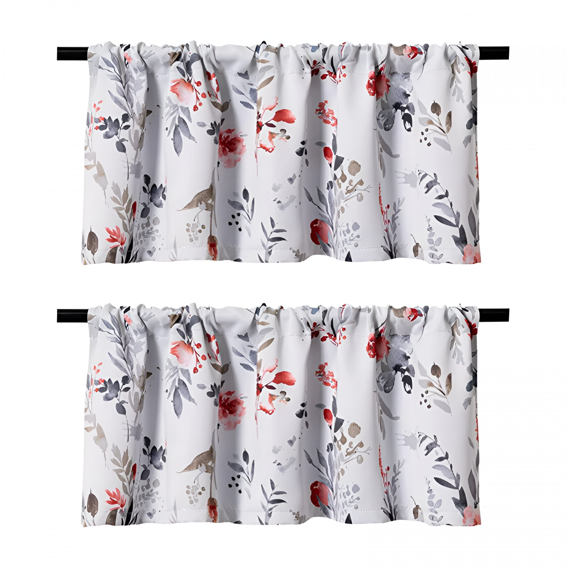 AUQ 2 Pack Blackout Window Valance,18 Inches Long Kitchen Window ...