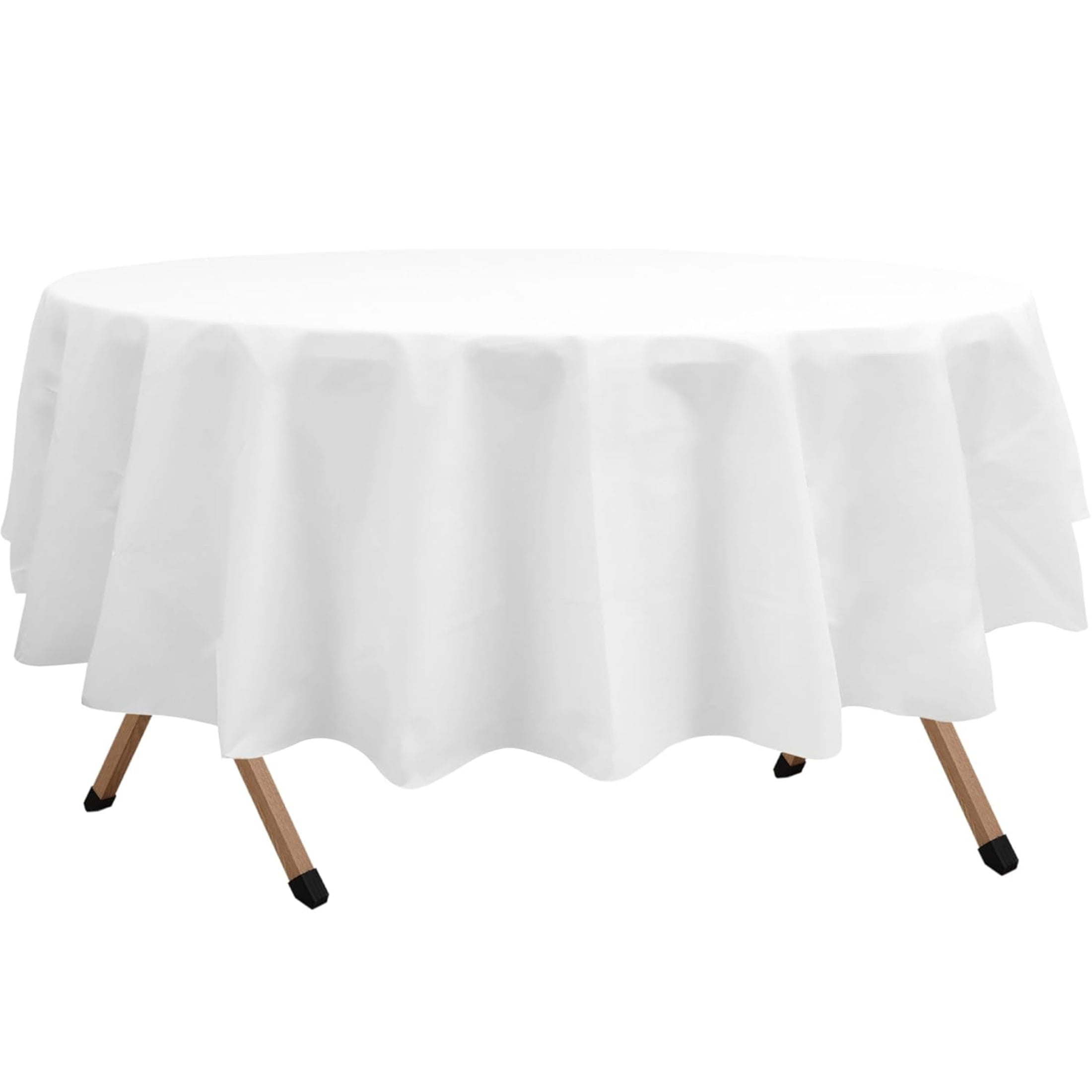 AUQ 2 Pack White Premium Plastic Tablecloth Round 84 