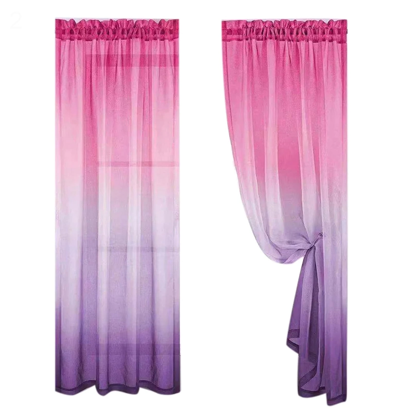 AUQ 2 Panels Curtains for Bedroom,Soft Fabric Gradient Window Drapes ...