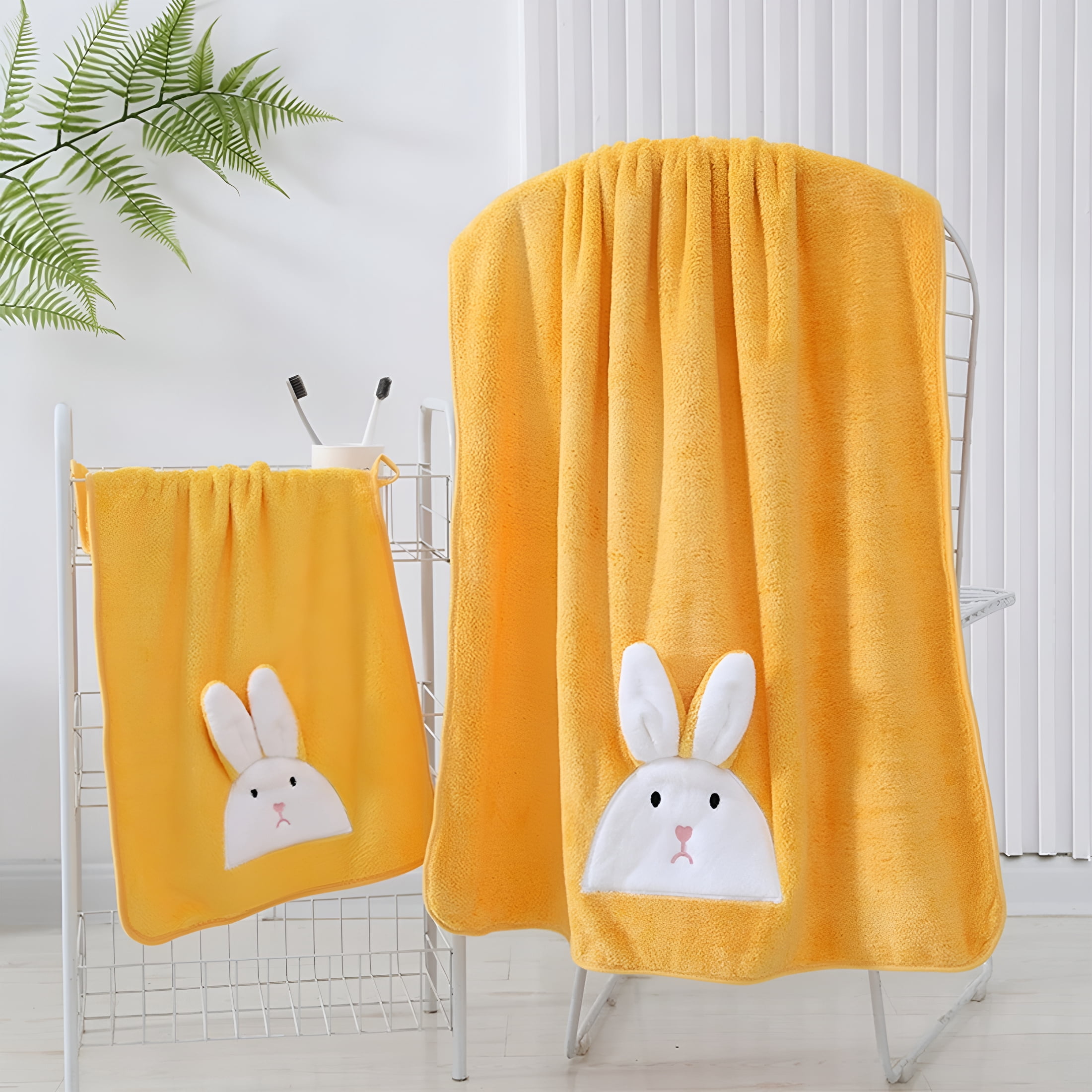 AUQ 2 Piece Easter Bunny Towel Set,Cute Rabbit Bath Towel and Hand ...