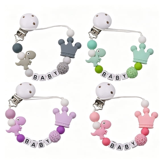 AUQ 2026 New 4Pcs Pacifier Clip,Anti-Drop Chain Design Pacifier Holder ...