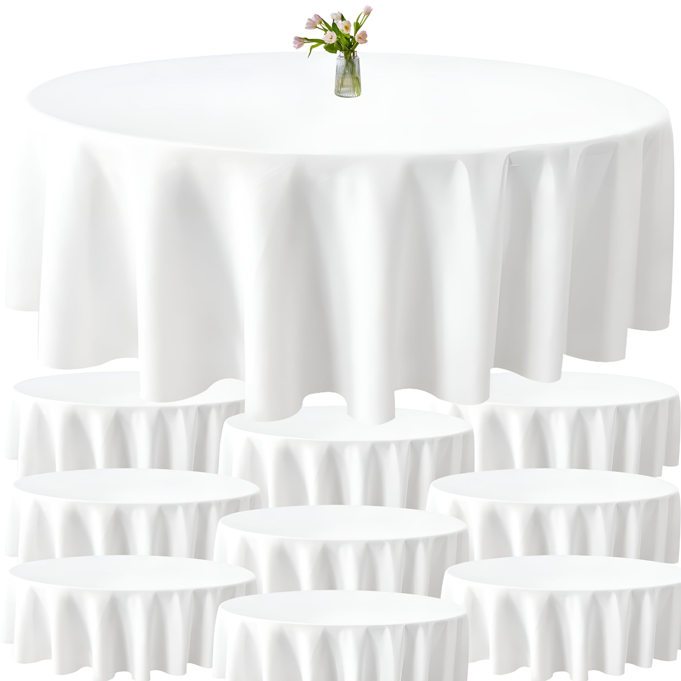 AUQ 2026 New 90 Inch White Round 10Pcs Tablecloth,High Quality ...