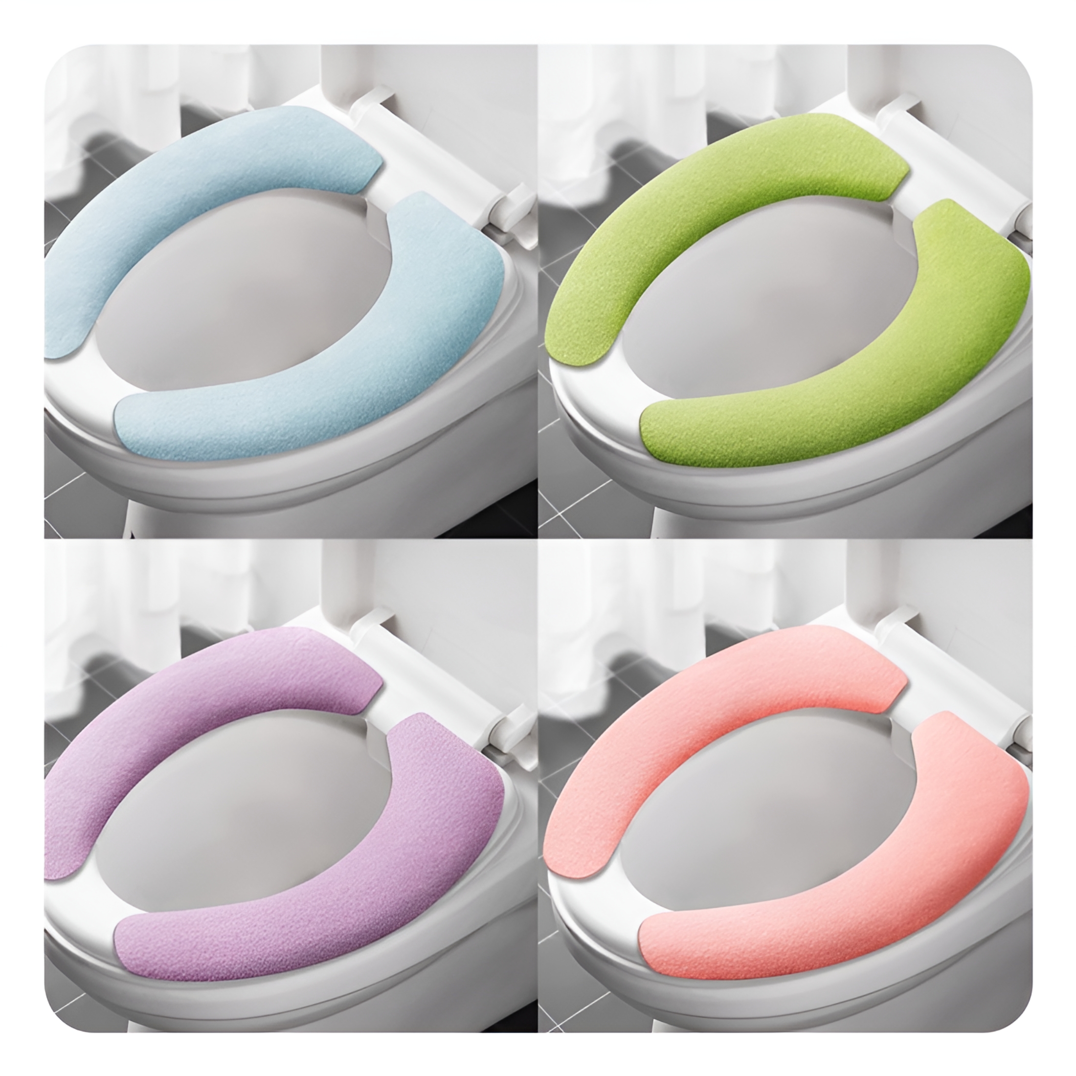 AUQ 2026 New Bathroom Warmer Plush Toilet Seat Cover Pads,4 Count for ...