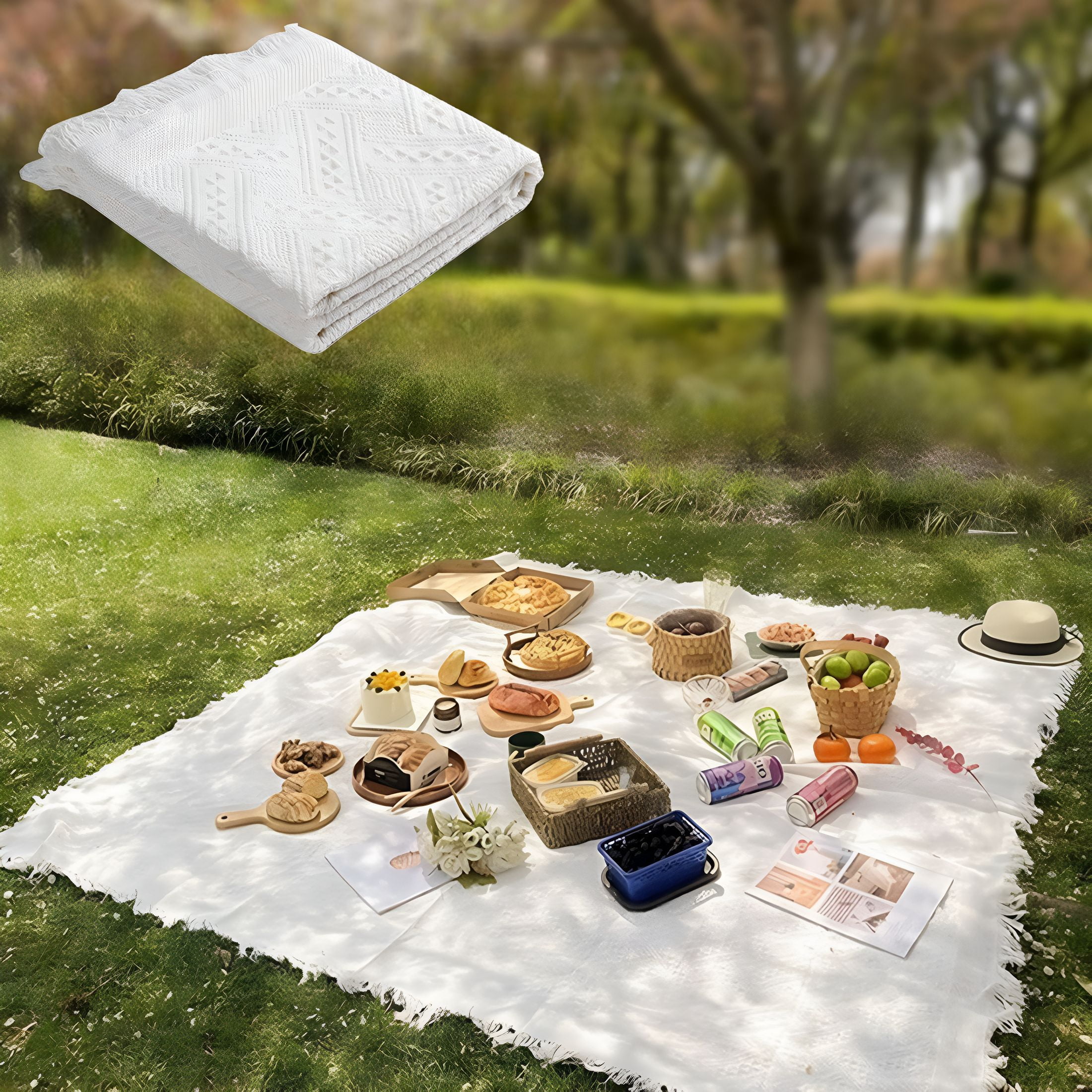 AUQ 2026 New Extra Large Picnic Outdoor Blanket,71''X71'' Foldable ...