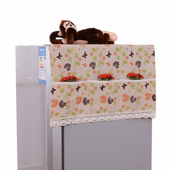 AUQ 2026 New Fridge Dust Cover Natural Linen Material Refrigerators ...